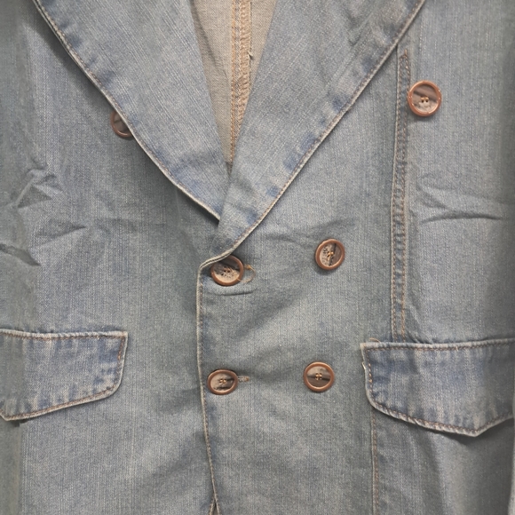 Giovanco | Suits & Blazers | Mens Blue Doublebreasted Blazer Denim Peak ...